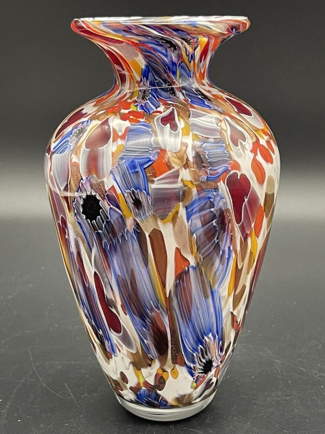 Hand Blown Art Glass Vase Signed August Hueter New York 98 Vibrant ...