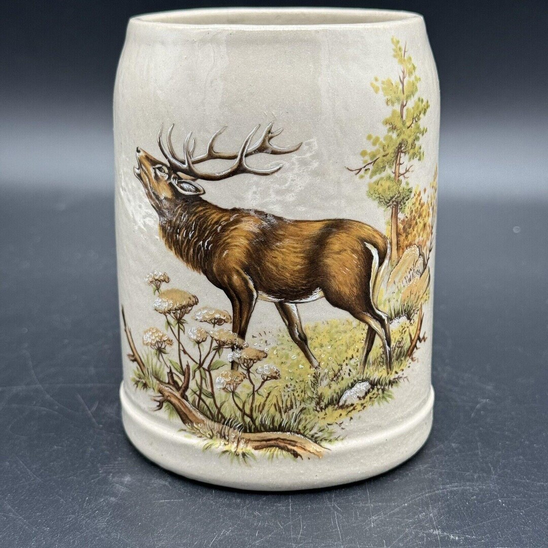 Vintage Oktoberfest Franz Stöber .5 Liter Elk Buck Moose Stoneware ...