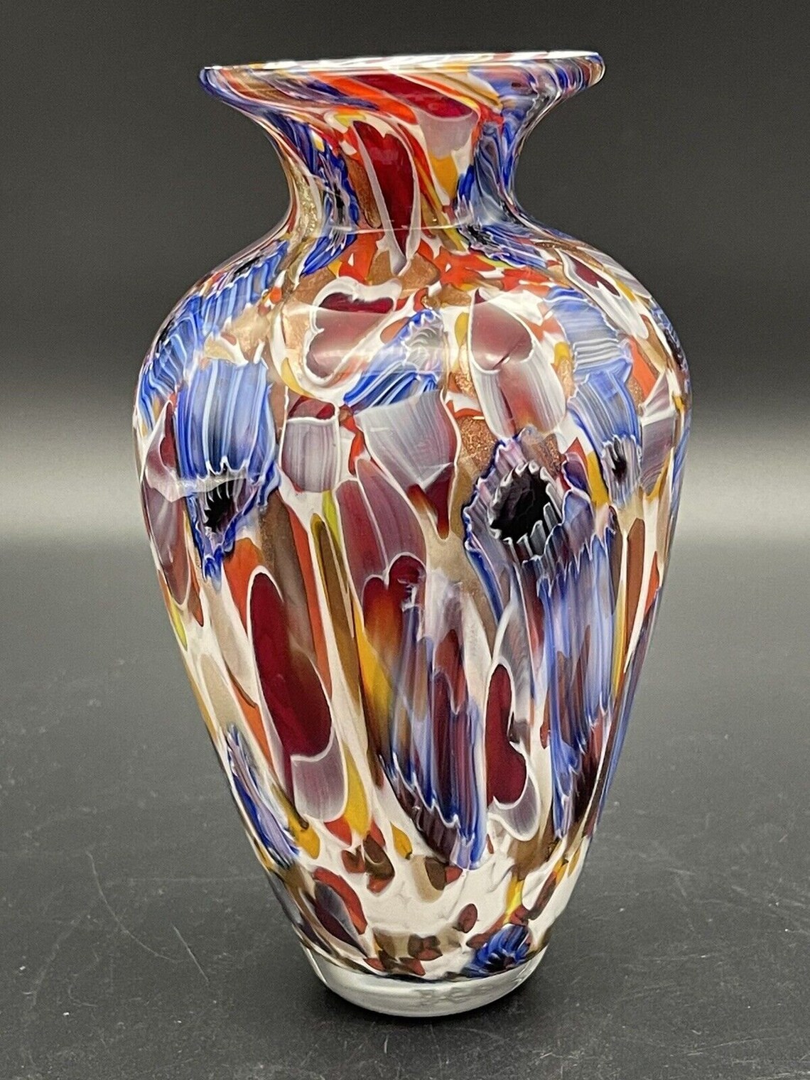 Hand Blown Art Glass Vase Signed August Hueter New York 98 Vibrant ...
