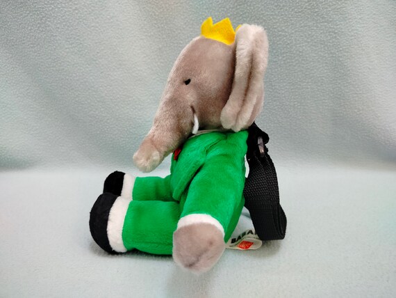 Vintage 1995 Babar the Elephant Plush Doll Pouch Bag … - Gem