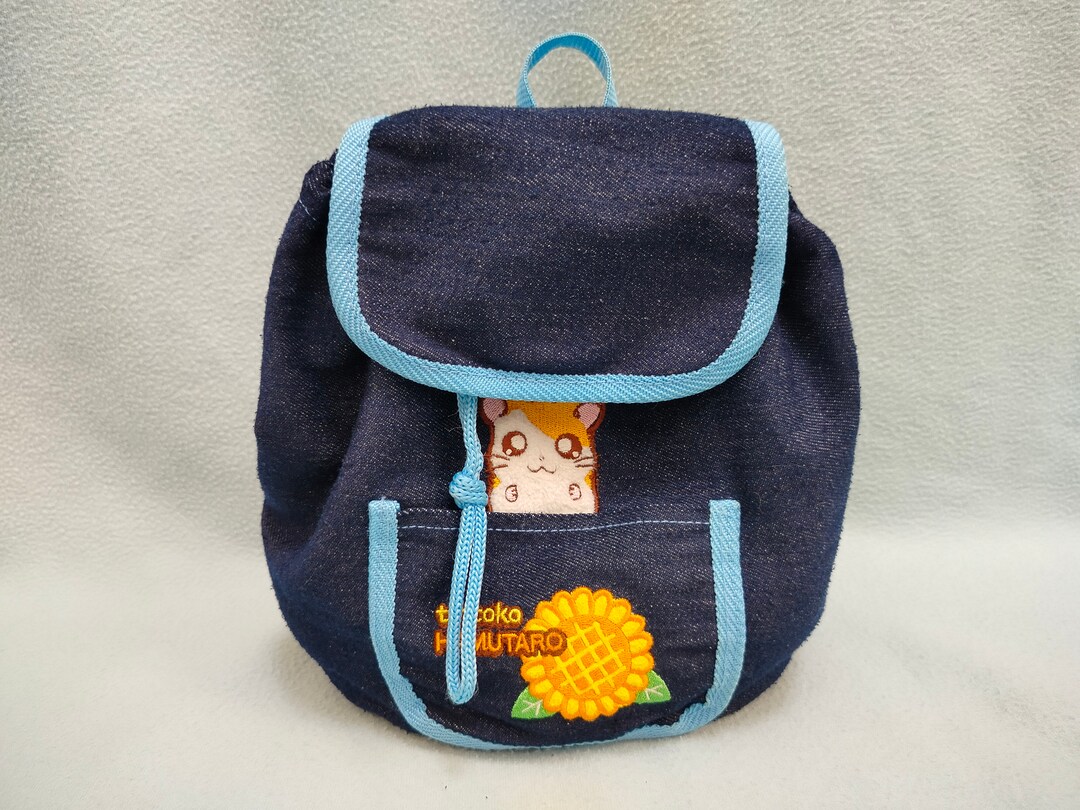 Vintage Tottoko Hamutaro Backpack Denim Drawstring Mini Bag Kids ...