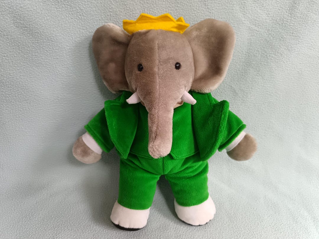 Vintage 1988 Babar the Elephant Plush Doll / Cute Cartoon Soft Toy ...