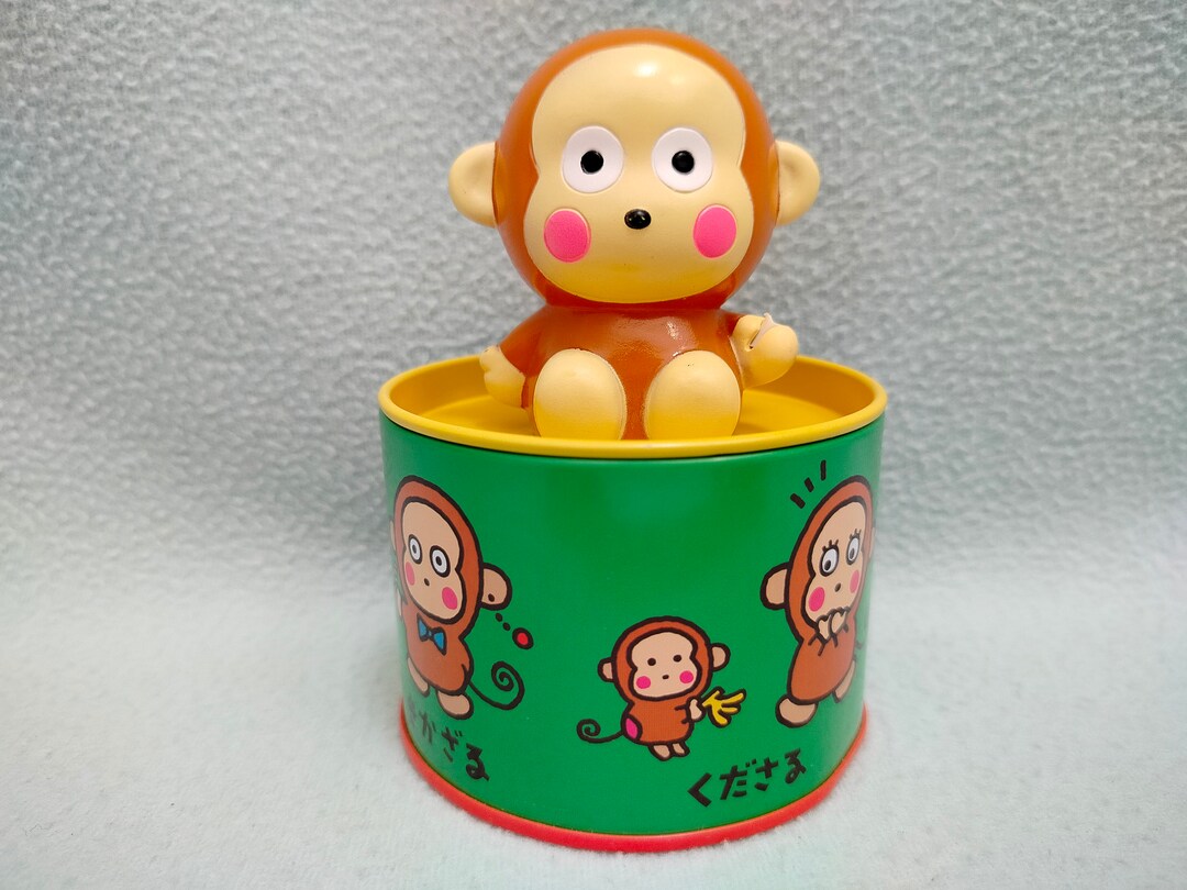 Vintage 1992 Sanrio Monkichi Doll Figurine Top Tin Coin Bank Japan Cute ...