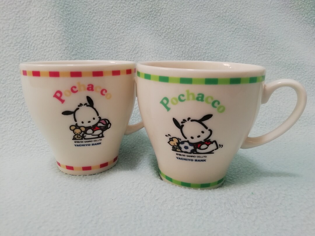 Vintage 2000 Sanrio Pochacco Mug Cup Set Handle Couple Pair/ Kawaii ...
