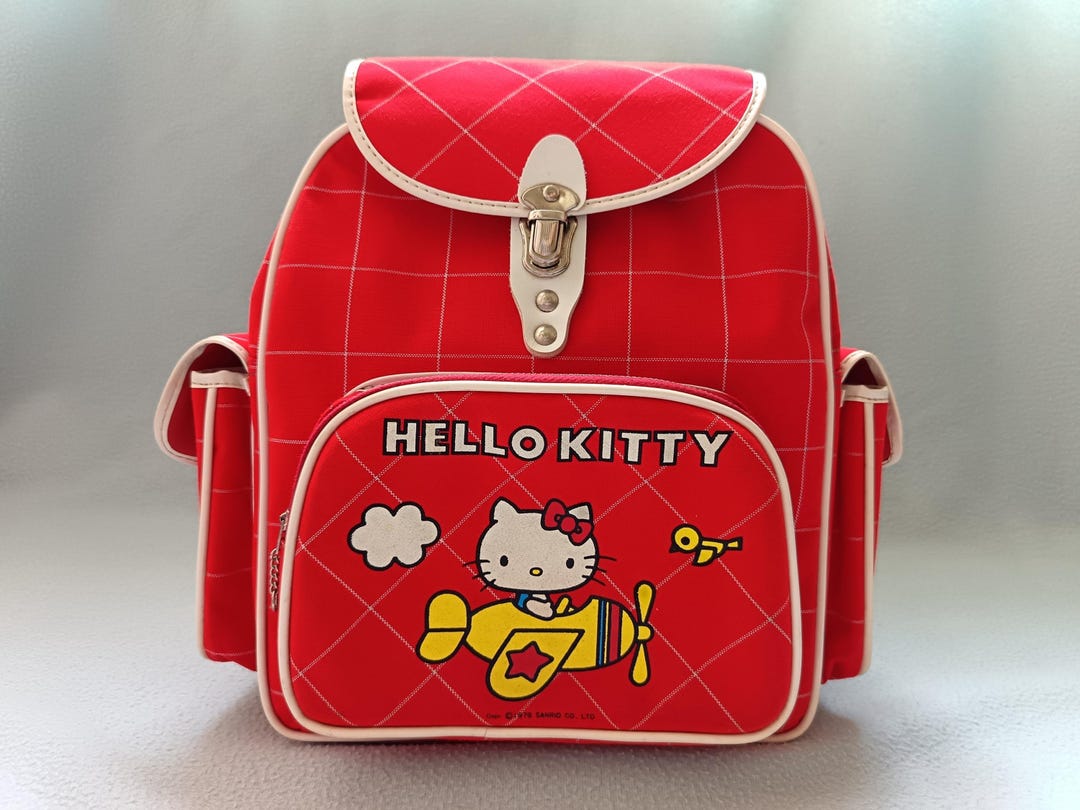 1976 Vintage Sanrio Hello Kitty Backpack School Bag Travel Kids Made in ...