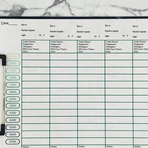 Printable Nursing Hourly Rounding Shift Planner Patient - Etsy