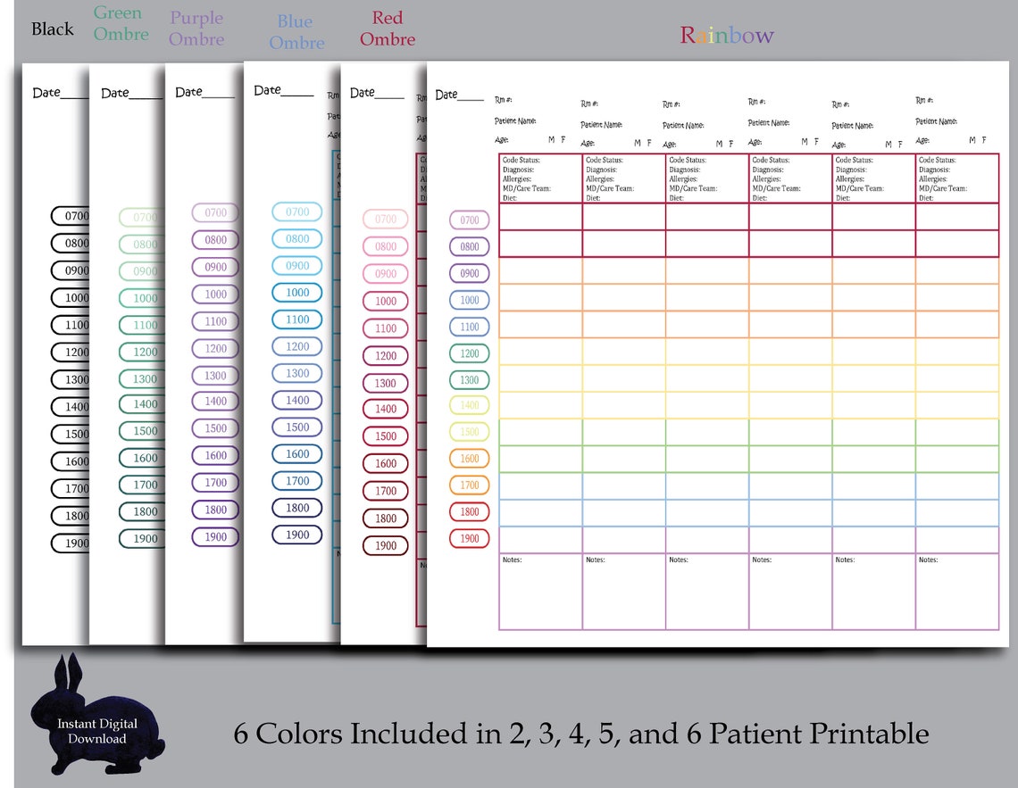 Nursing Shift Organization Sheet Nurse Day Planner Printable - Etsy