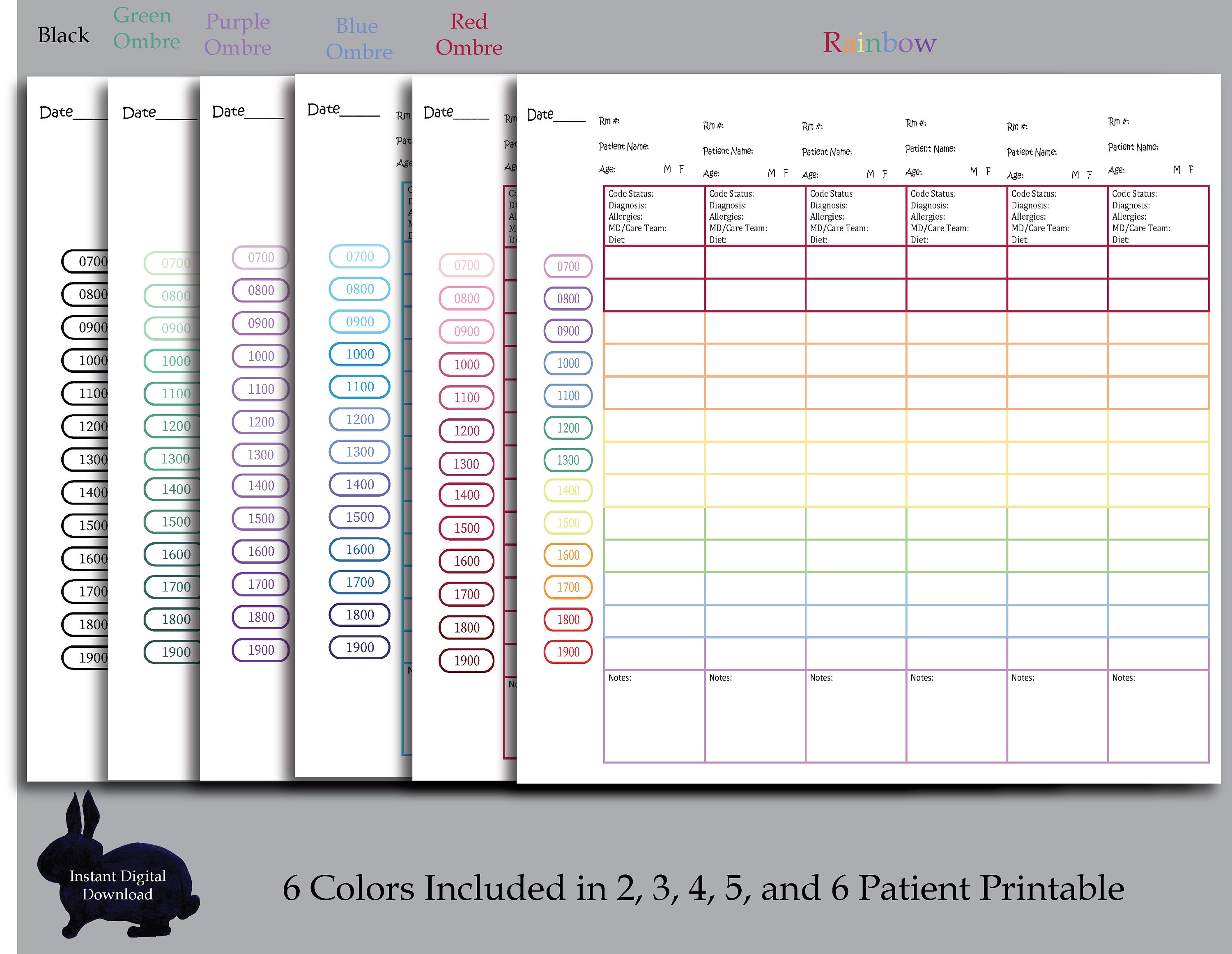 Nursing Shift Organization Sheet, Nurse Day Planner Printable, Hourly ...