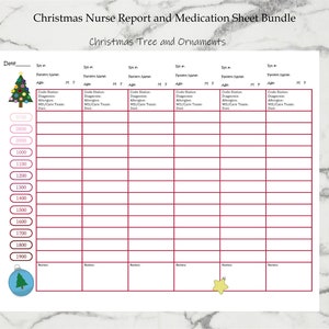 Christmas Themed Nurse Report Sheet, Nursing Shift Planner, Nurse Brain ...