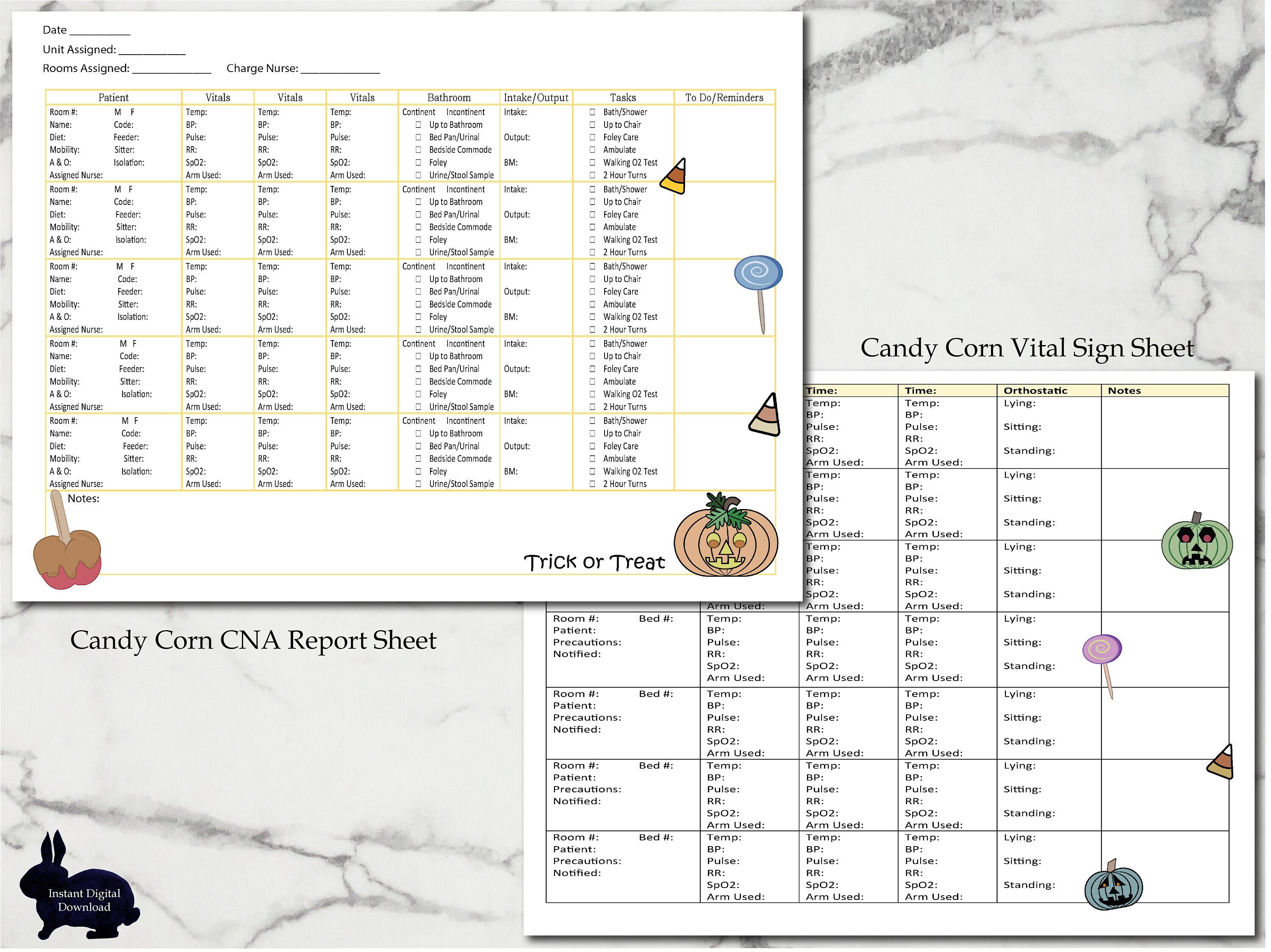 Halloween CNA Report Sheet, Spooky Themed Nursing Assistant Brain ...