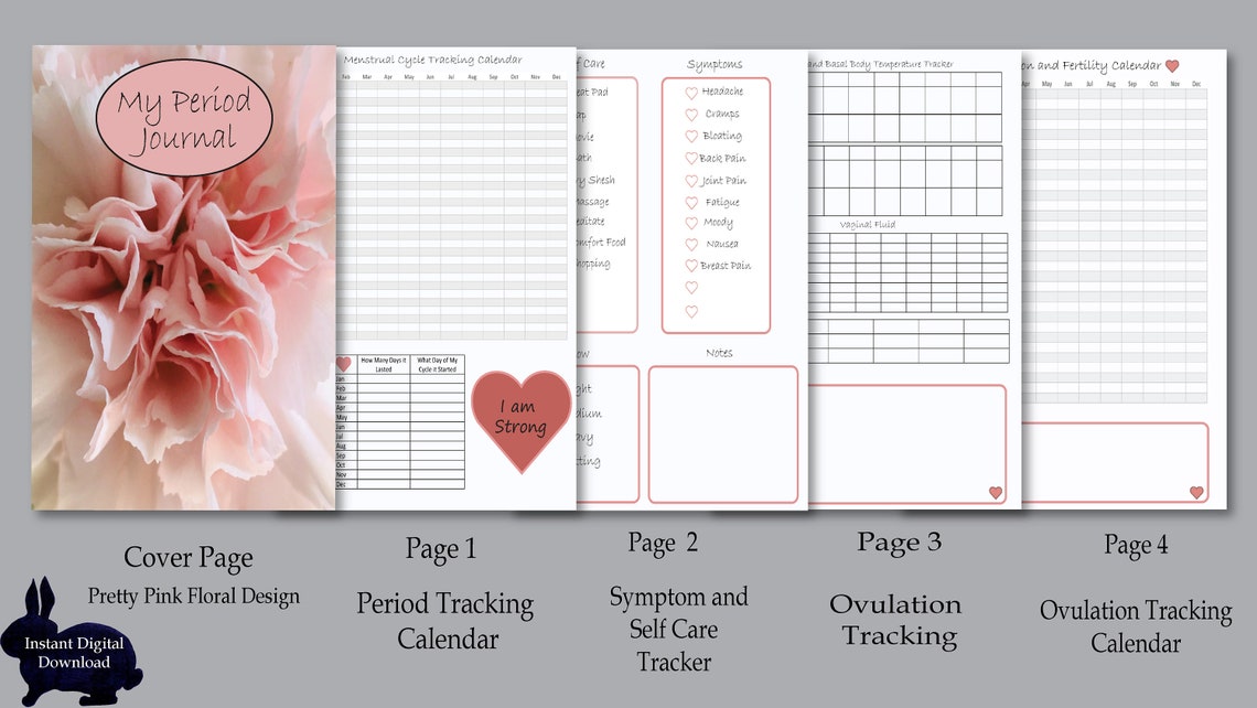 Period Tracker Printable, Ovulation Fertility Planner, Menstrual Cycle ...