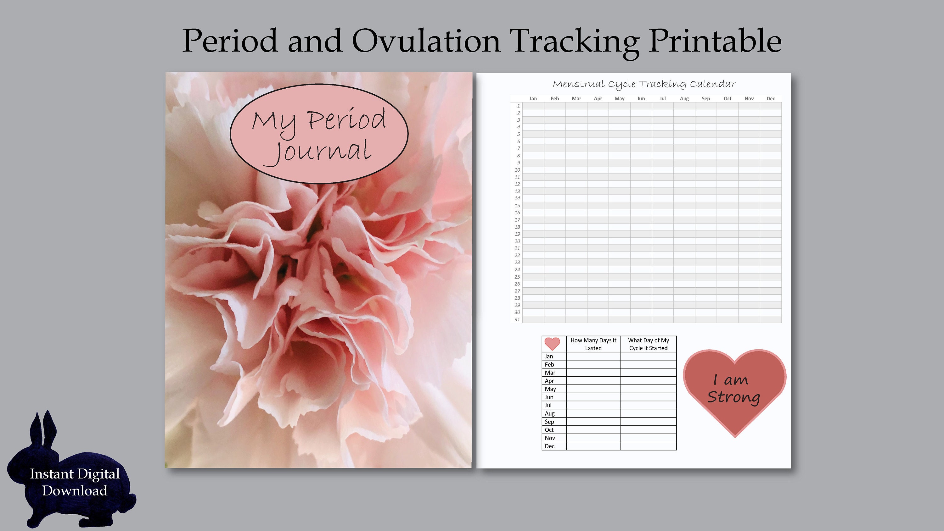 Period Tracker Printable, Ovulation Fertility Planner, Menstrual Cycle Journal, Digital Download ...