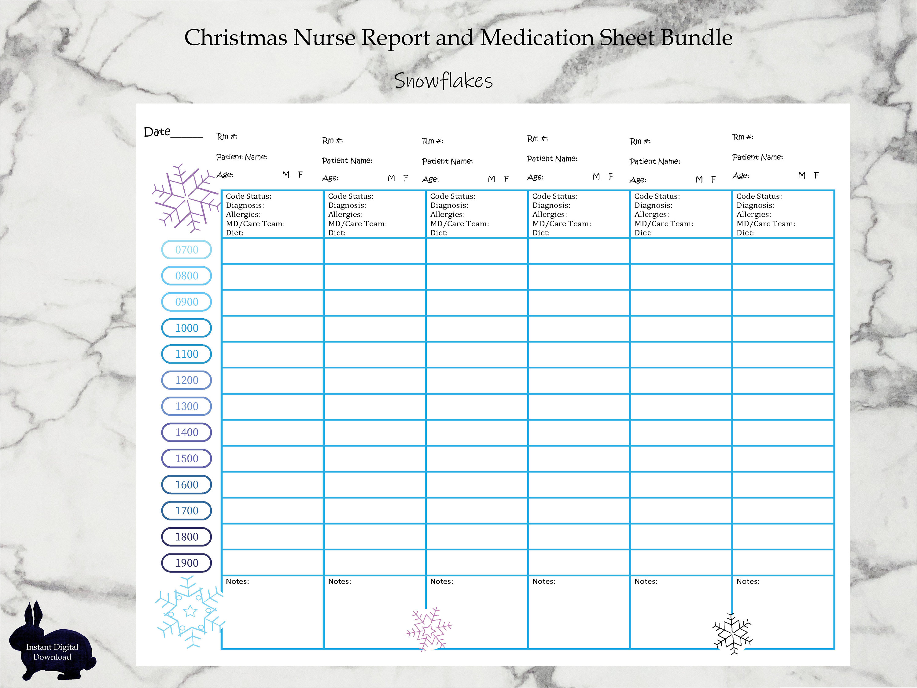 Christmas Themed Nurse Report Sheet, Nursing Shift Planner, Nurse Brain ...