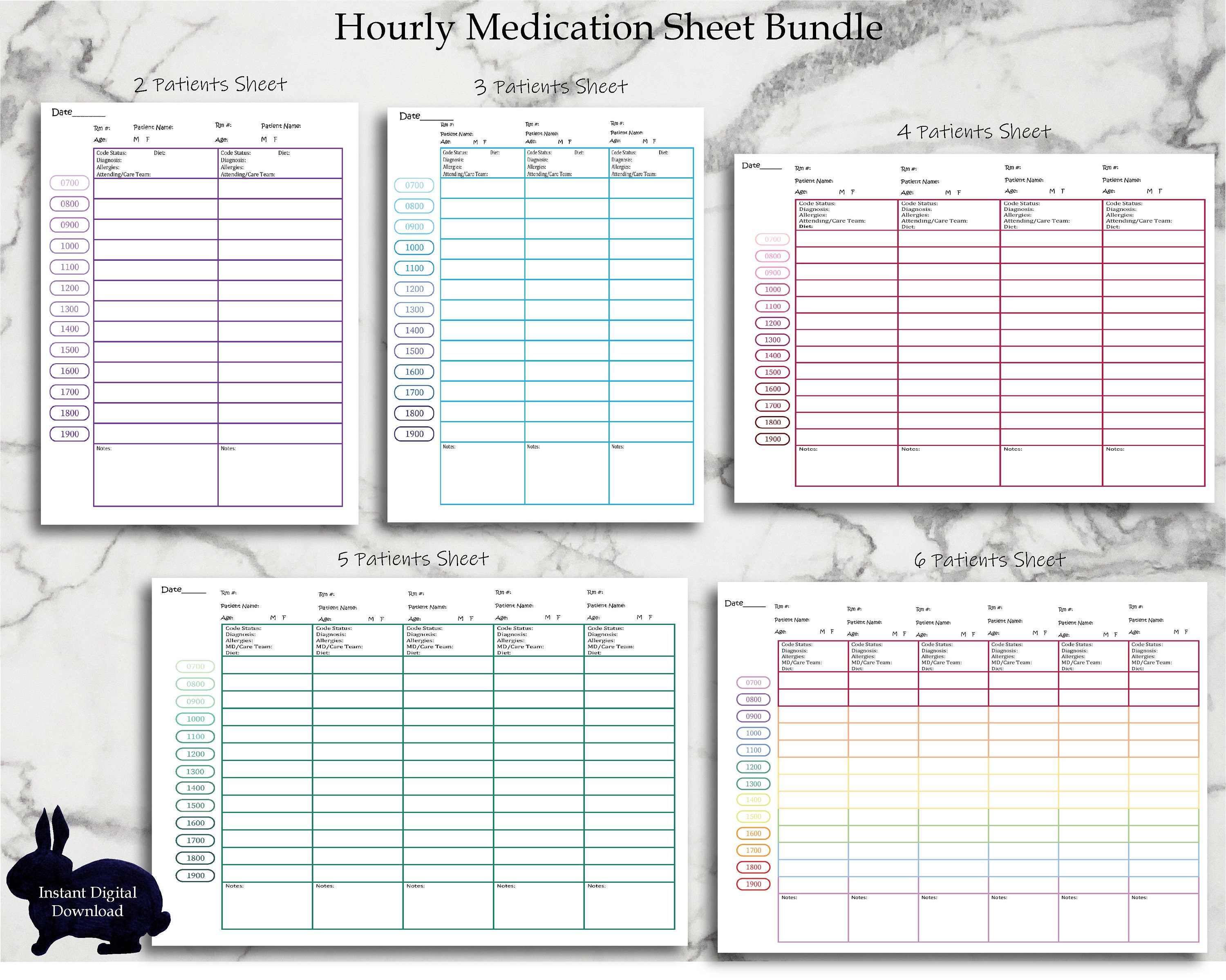 Nursing Shift Organization Sheet, Nurse Day Planner Printable, Hourly ...
