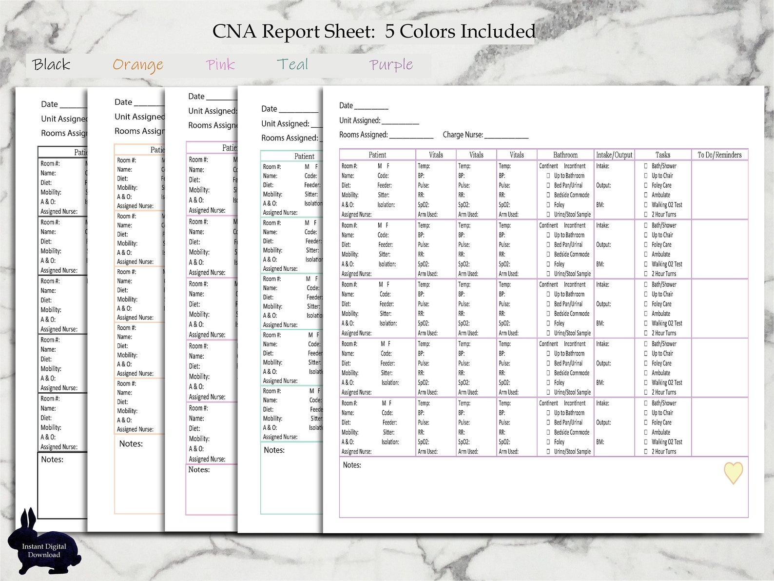 CNA Report Sheet, Vital Signs Printable, Nursing Assistant Brain ...