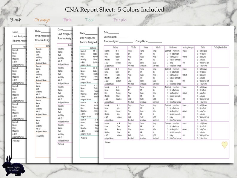 CNA Report Sheet, Vital Signs Printable, Nursing Assistant Brain ...