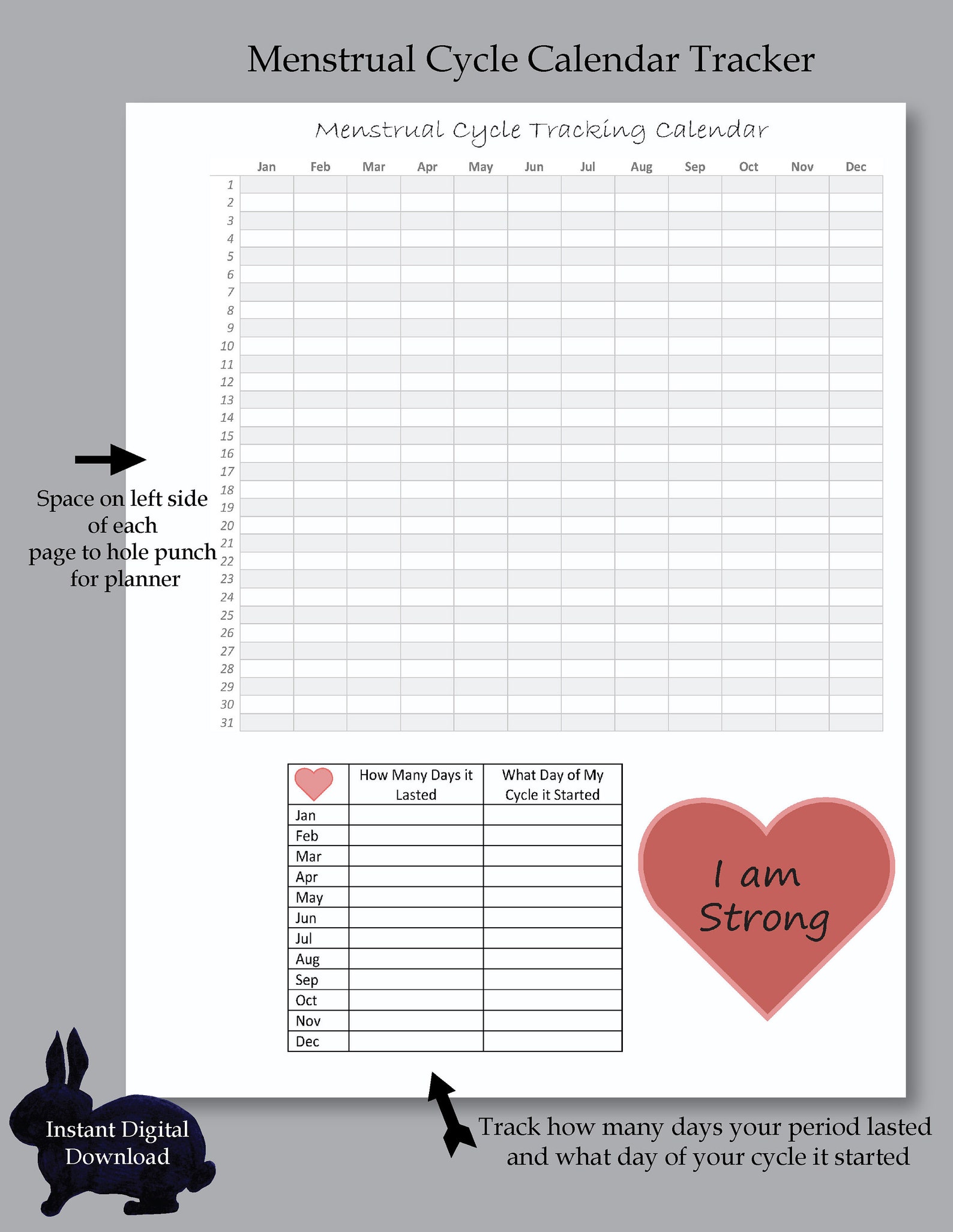 Period Tracker Printable, Ovulation Fertility Planner, Menstrual Cycle ...