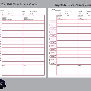 Nursing Shift Organization Sheet, Nurse Day Planner Printable, Hourly ...