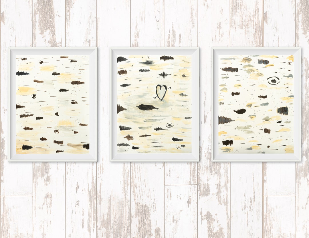 Watercolor Birch Bark Print Set, Woodland Nursery Decor (digital ...