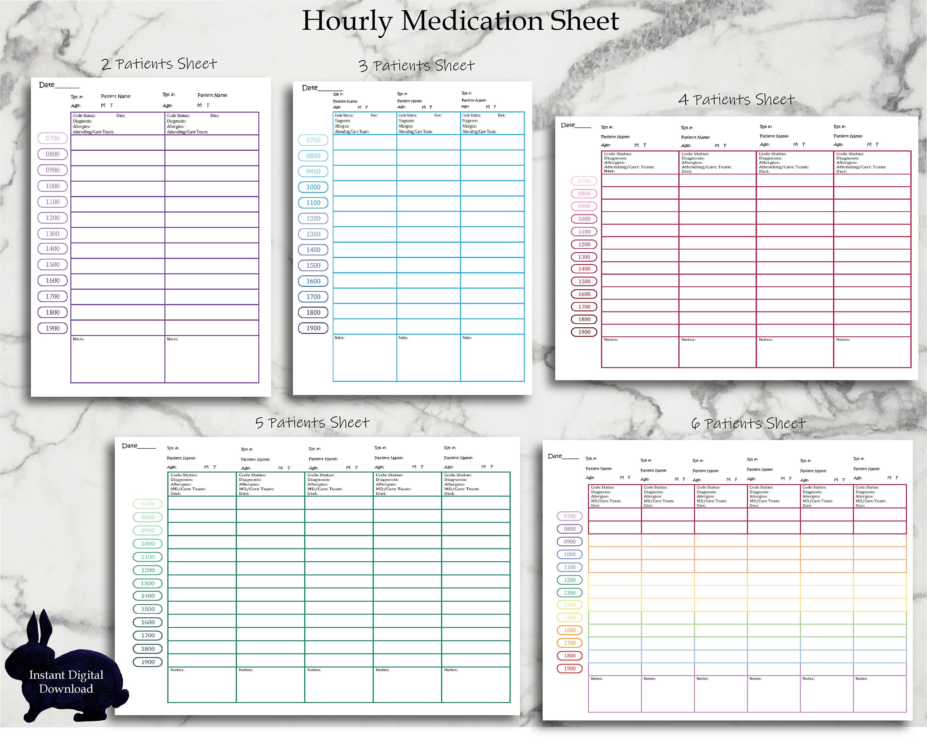 Nurse Report Sheet, Nursing Shift Planner, Nurse Brain Handoff ...