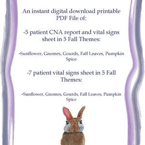 Fall CNA Report Sheet, Autumn Themed Nursing Assistant Brain, Vital ...