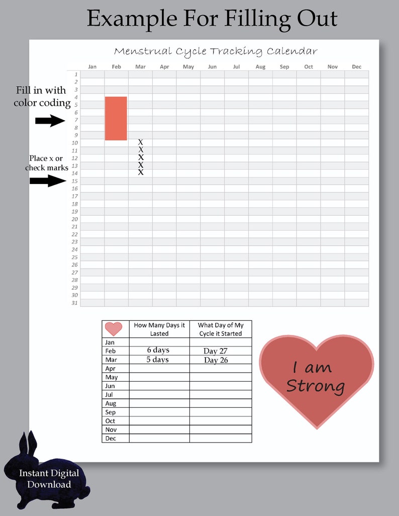 Period Tracker Printable, Ovulation Fertility Planner, Menstrual Cycle ...