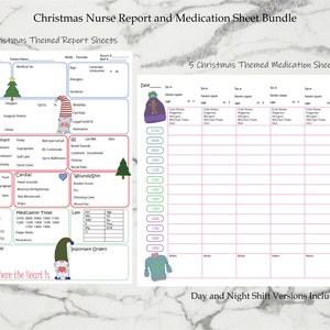 Christmas Themed Nurse Report Sheet, Nursing Shift Planner, Nurse Brain ...
