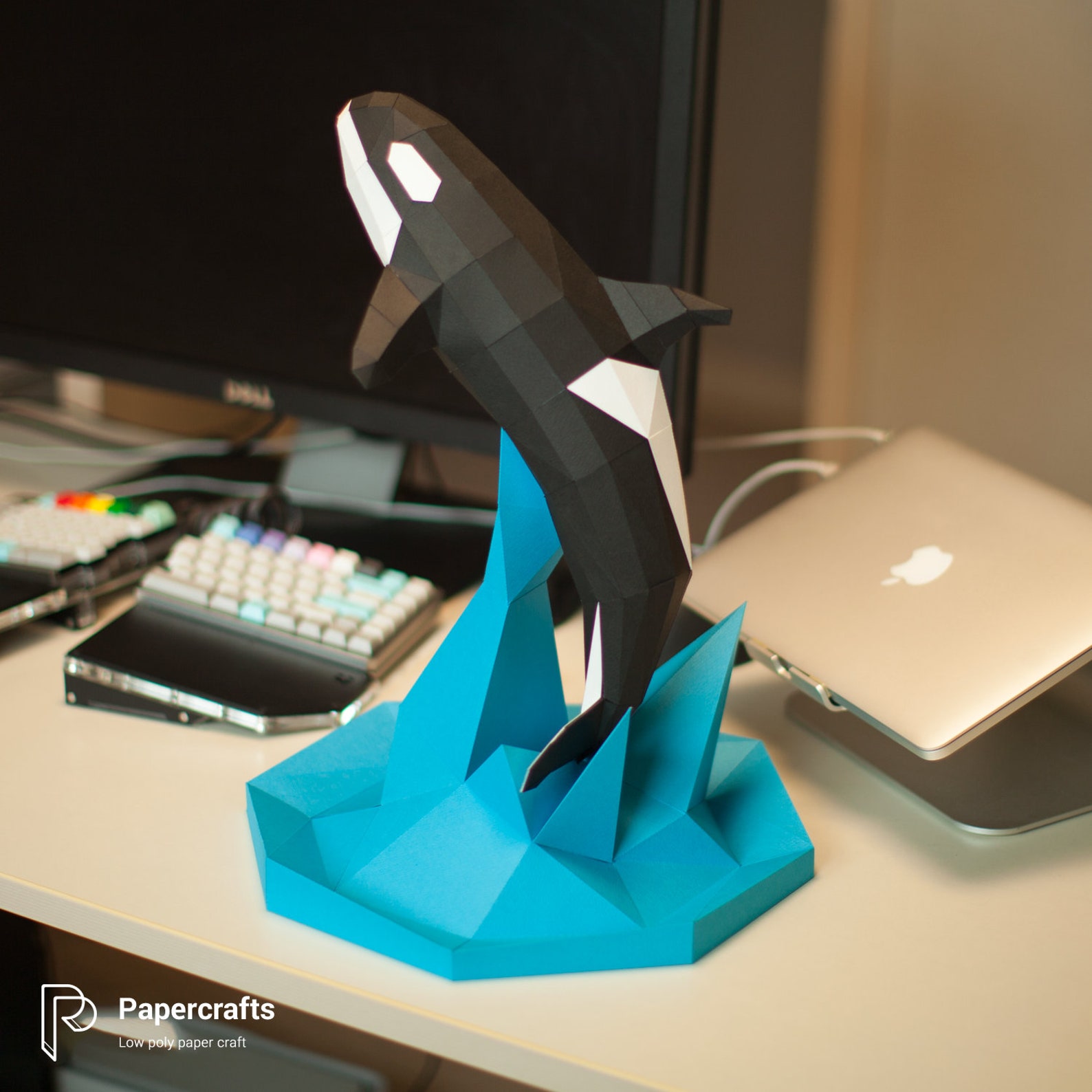 ORCA - Make Your Own Low Poly Paper Sculpture, Papercraft Bird, Digital ...