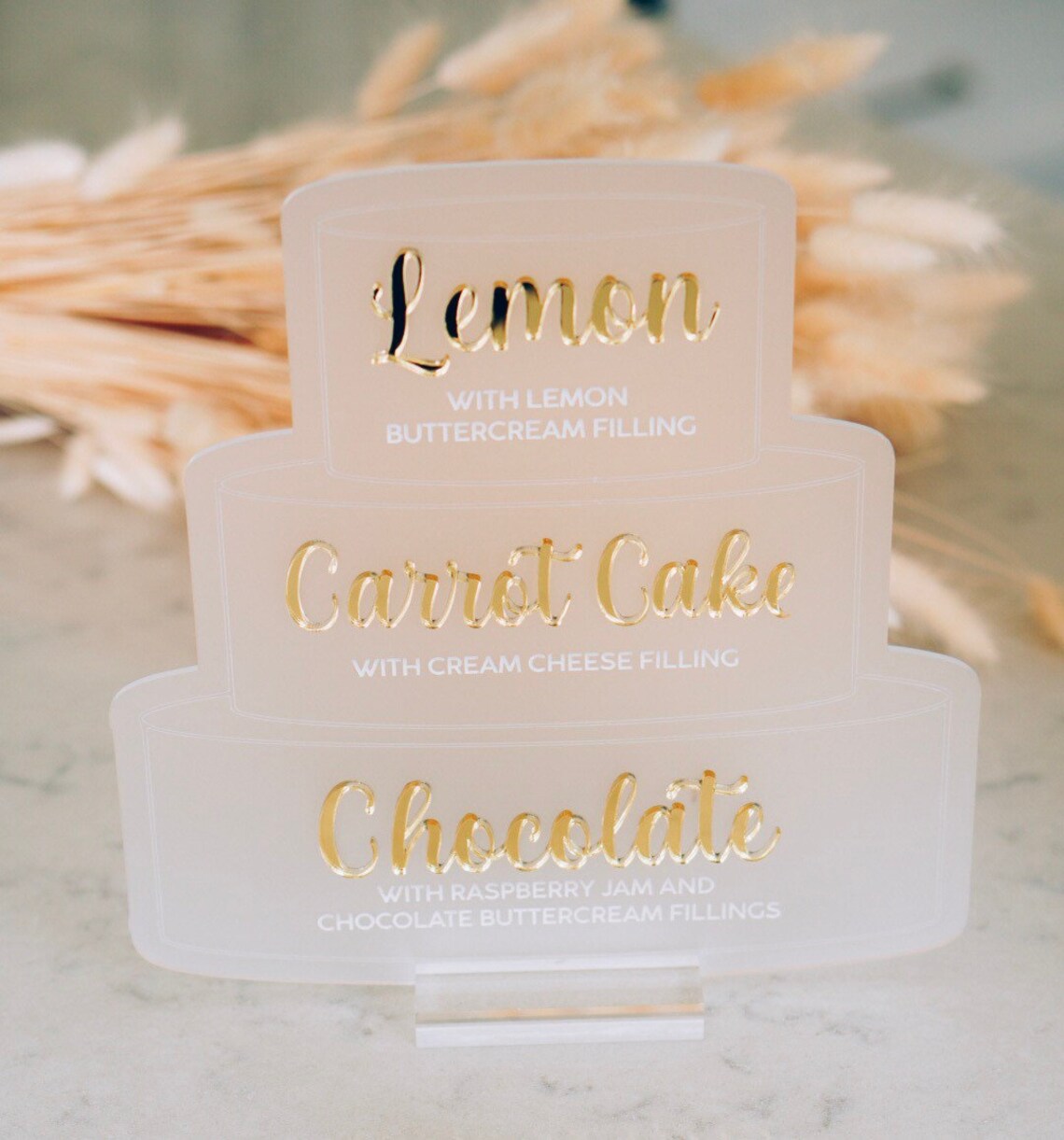 Wedding Cake Flavour Sign Acrylic Cake Tier Sign Custom - Etsy