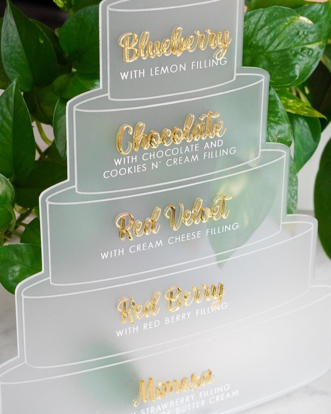 Wedding Cake Flavour Sign Acrylic Cake Tier Sign Custom - Etsy