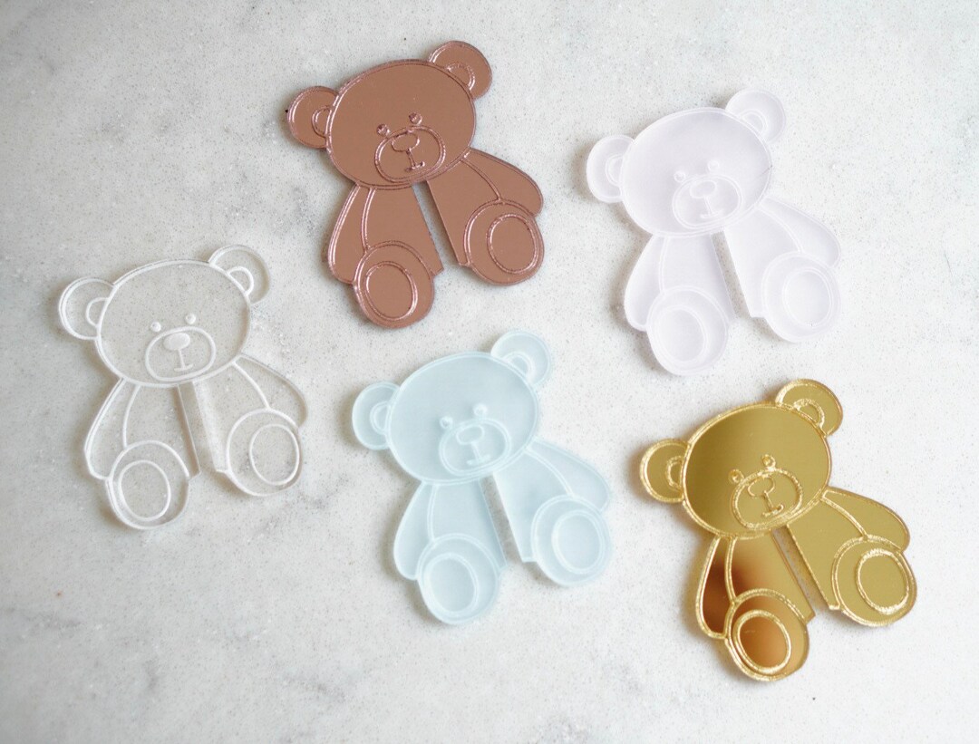 10pc Acrylic Teddy Bear Drink Tag | Baby Shower Decor | Shower Drink ...