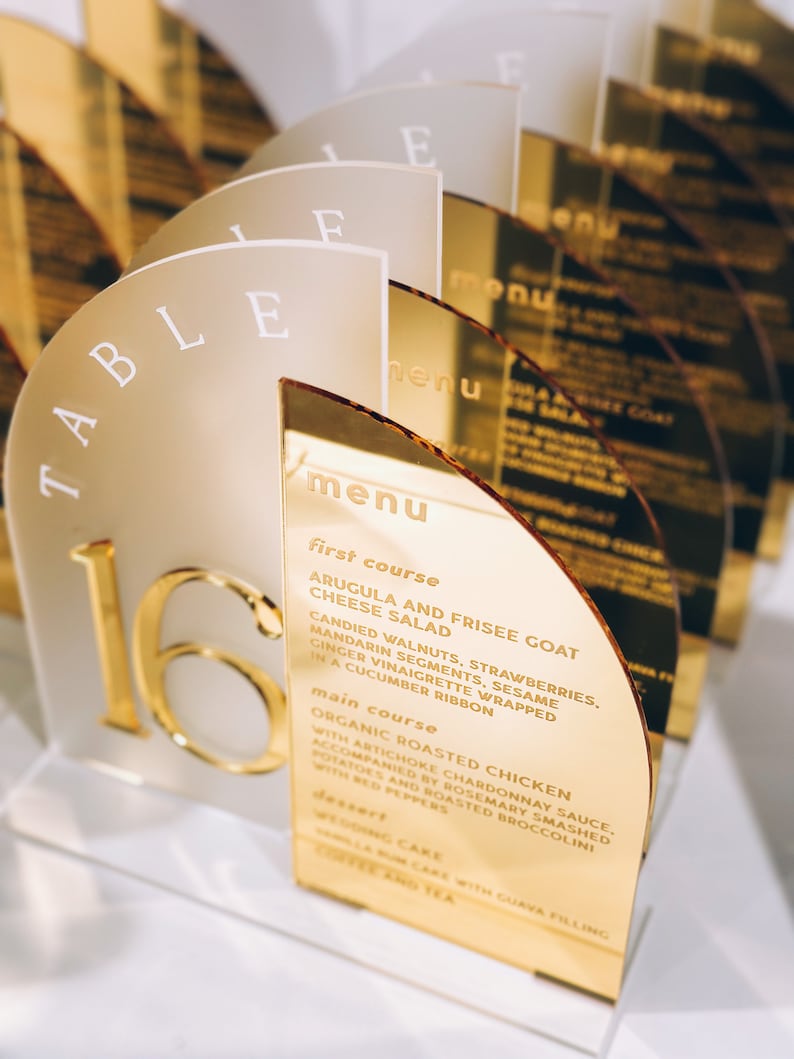 Table Numbers With Menu Wedding Acrylic Table Numbers - Etsy