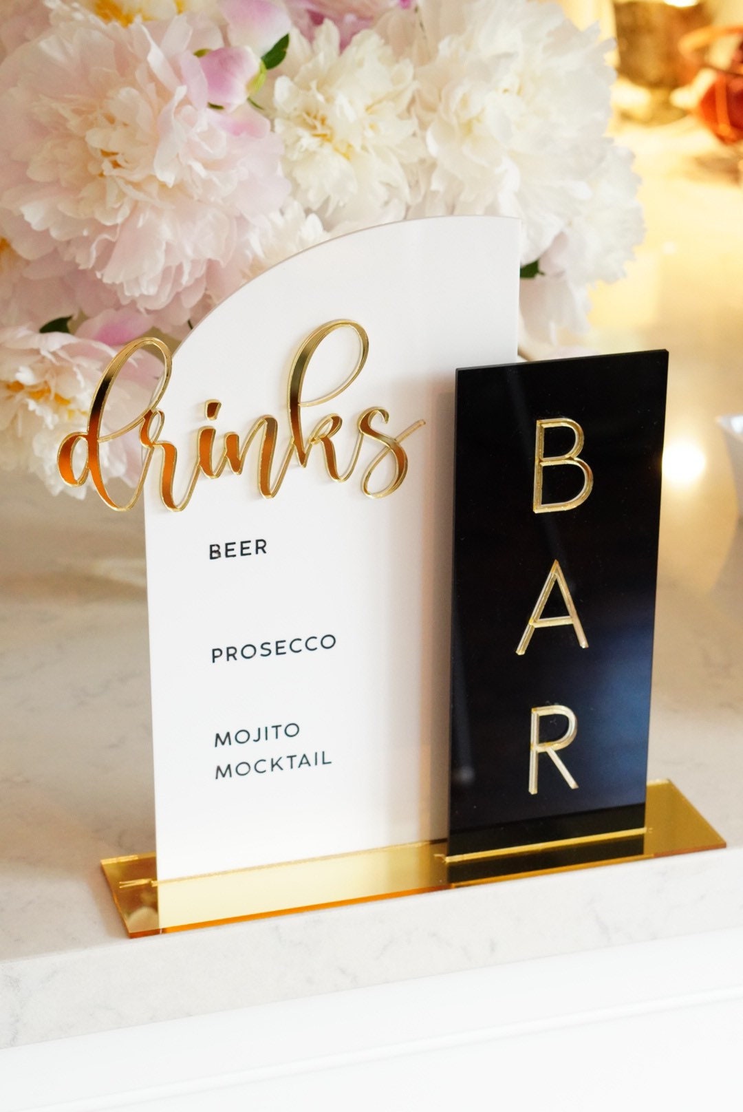 Acrylic Split Wedding Bar Sign | Signature Drink 9x12 Frosted Bar Menu ...