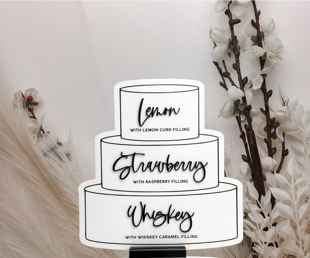 Wedding Cake Flavour Sign | Acrylic Cake Tier Sign | Custom Wedding ...