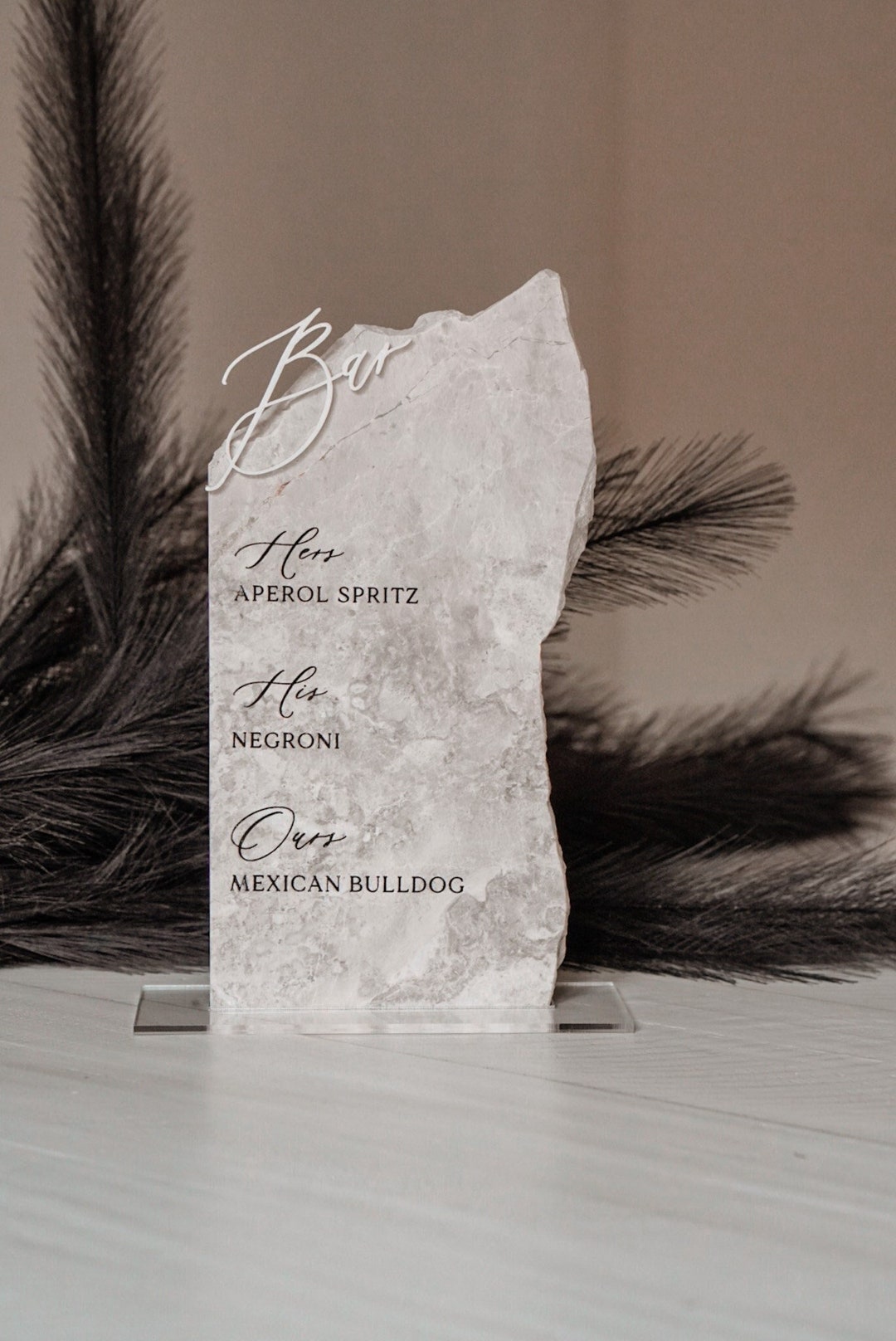 Marble Stone Wedding Bar Sign | Signature Cocktail Wedding Sign | His ...