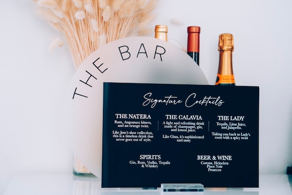 Signature Cocktail Bar Menu Sign Frosted Acrylic Bar Sign | Etsy