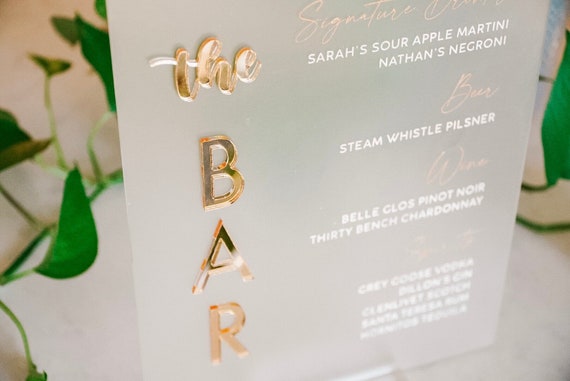 Acrylic Wedding Bar Sign Signature Drink 8x10 Frosted Bar - Etsy