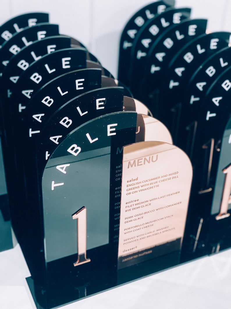 Table Numbers With Menu Wedding Acrylic Table Numbers - Etsy