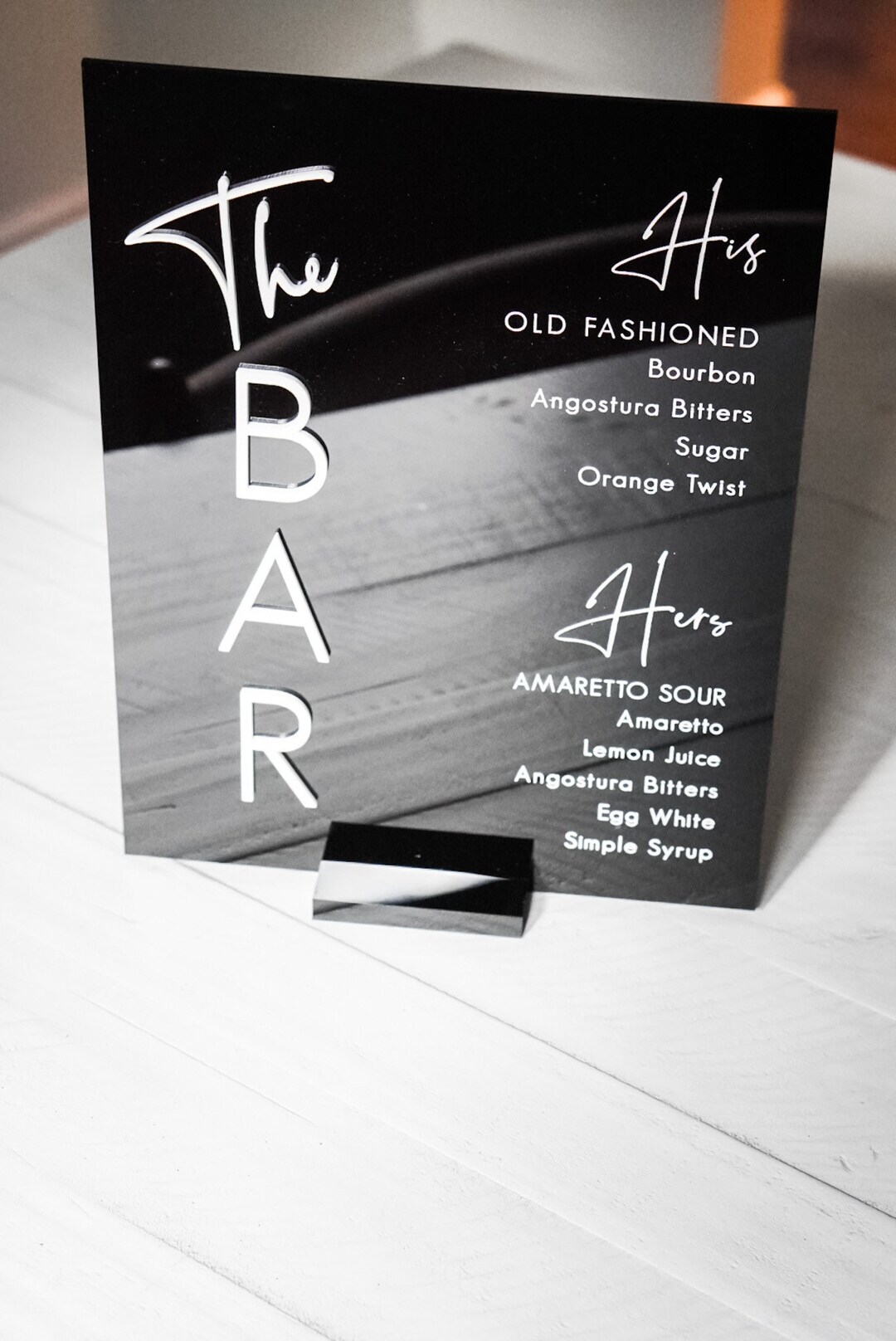 Acrylic Wedding Bar Sign | Signature Drink 8x10 Black Bar Menu | Open ...