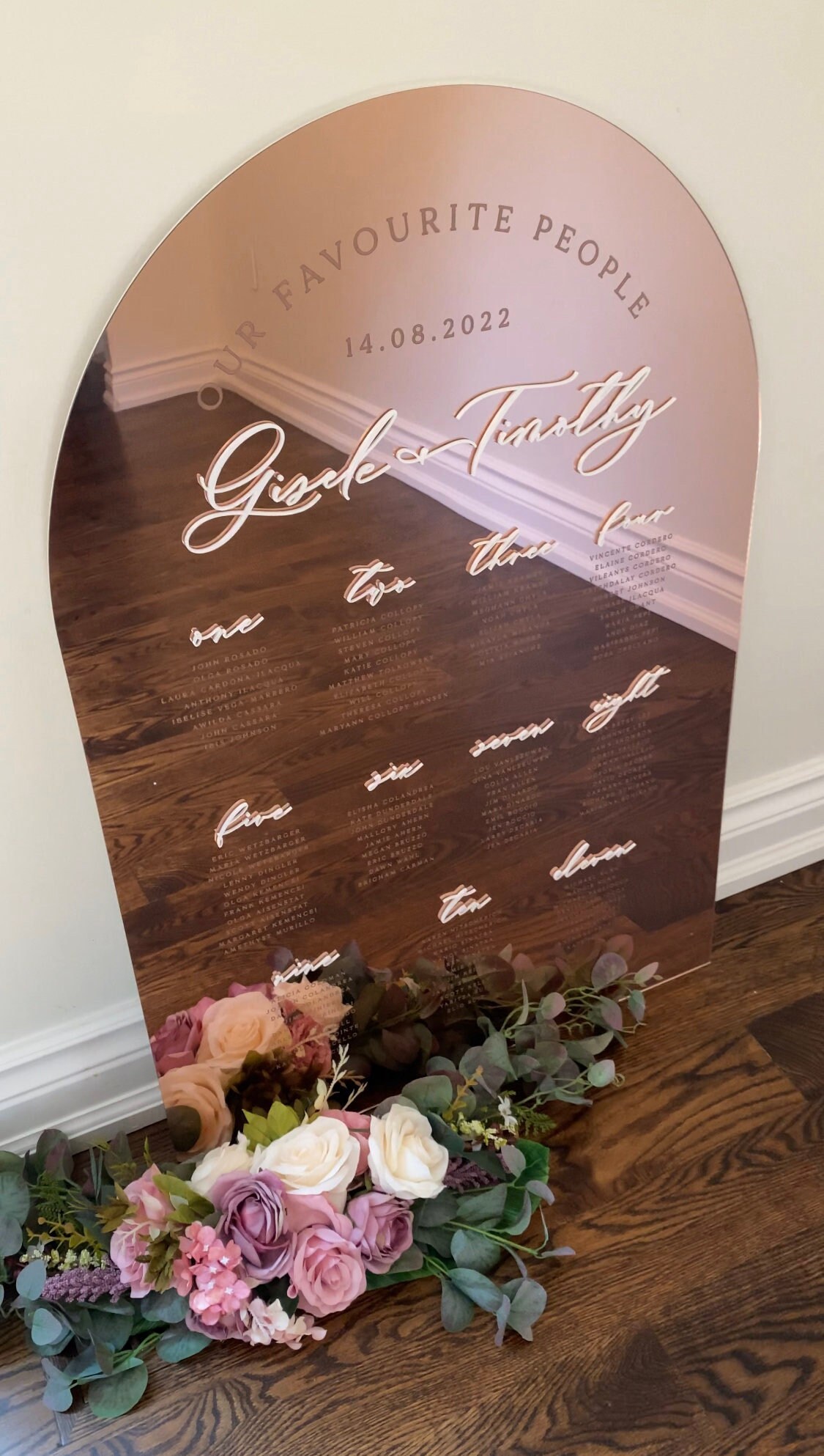 Mirrored Acrylic Seating Chart | Wedding Seating Chart | 3D Acrylic ...