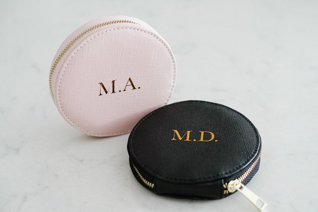 Personalized Coin Purse | Vegan Saffiano Leather Pouch | Round Pouch ...