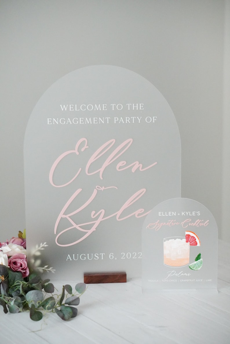3D Arched Acrylic Wedding Welcome Sign | Frosted Acrylic Wedding Sign ...
