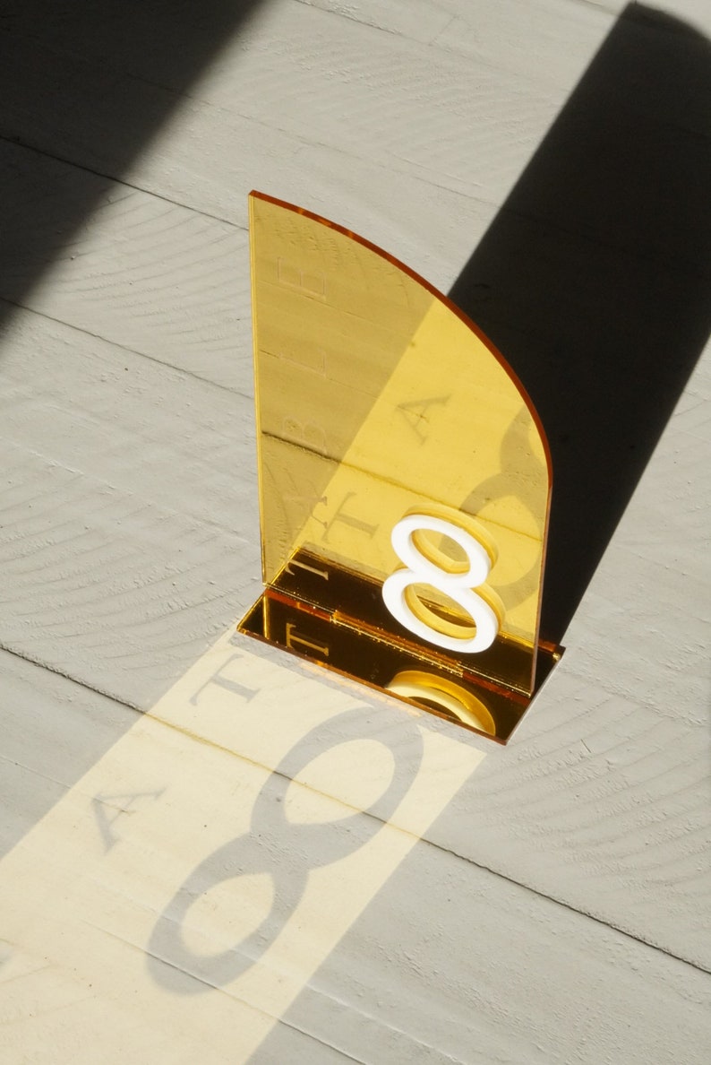 Acrylic Wedding Table Numbers Semi-arched Mirrored Acrylic - Etsy