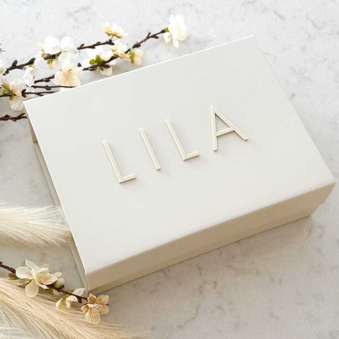 Beige Luxury Personalized Gift Box | Keepsake Box | Wedding Party Gift ...