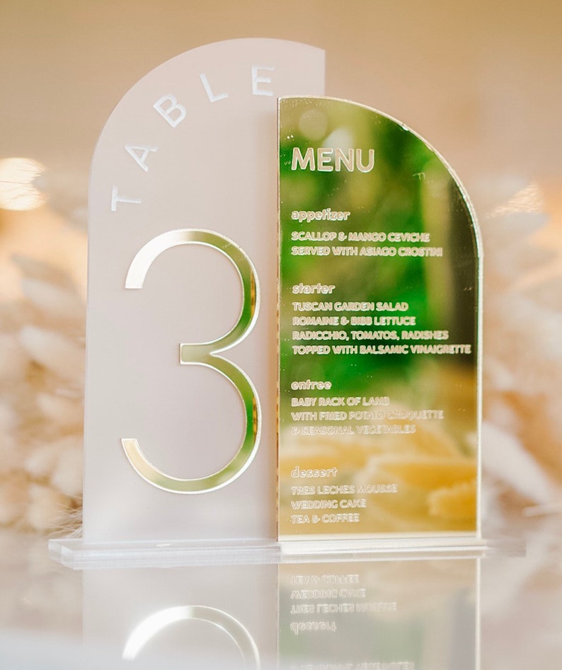 Table Numbers With Menu Wedding Acrylic Table Numbers - Etsy