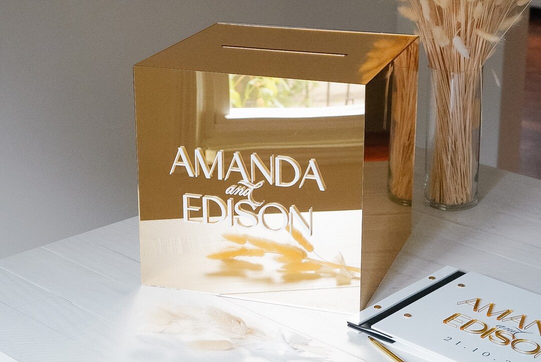 Personalized Wedding Card Box | Acrylic Money Box | Wedding Box for ...