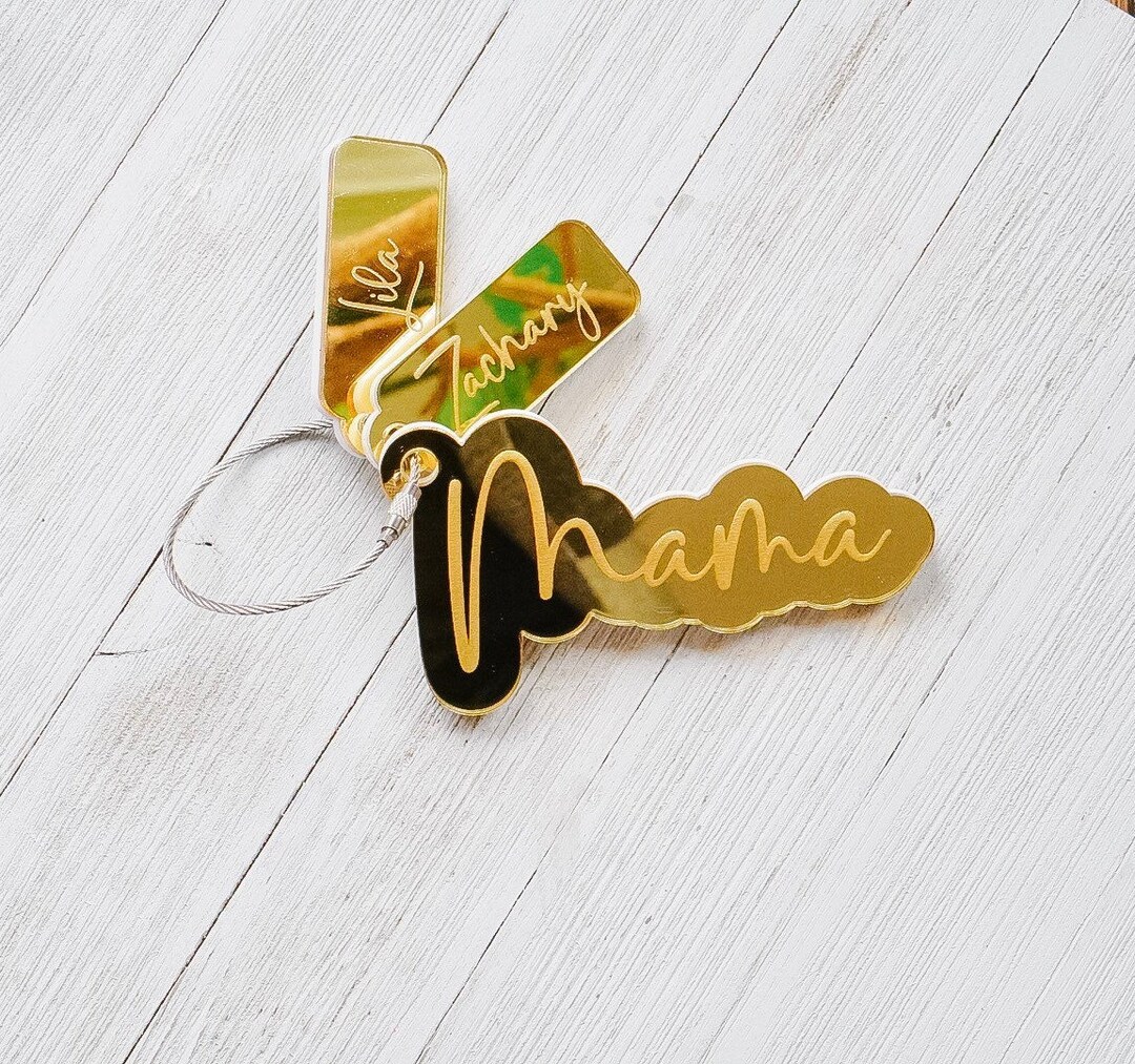 Mama Keychain With Kids Names | Engraved Acrylic Mother’s Day Gift ...