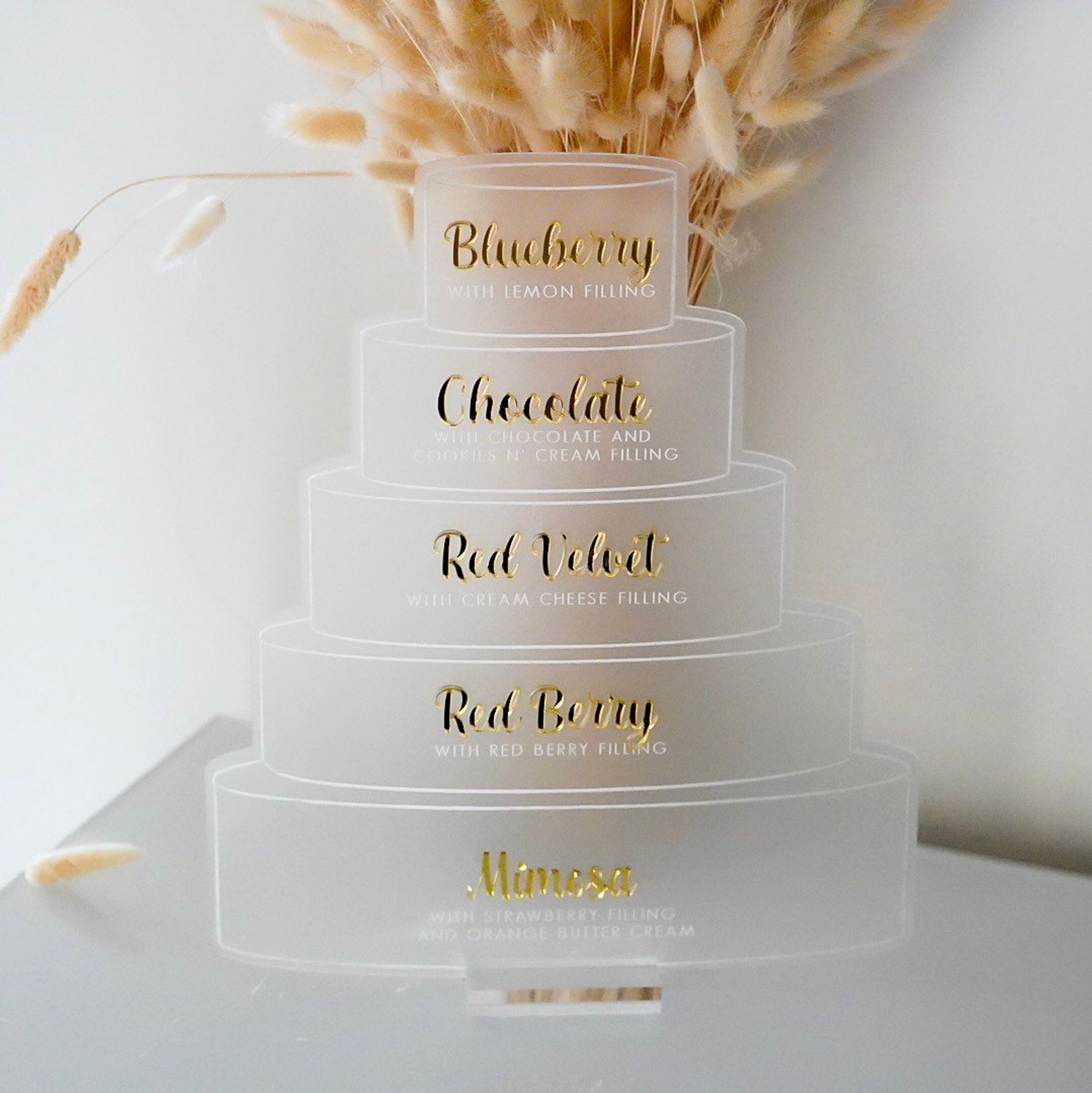 Wedding Cake Flavour Sign Acrylic Cake Tier Sign Custom - Etsy