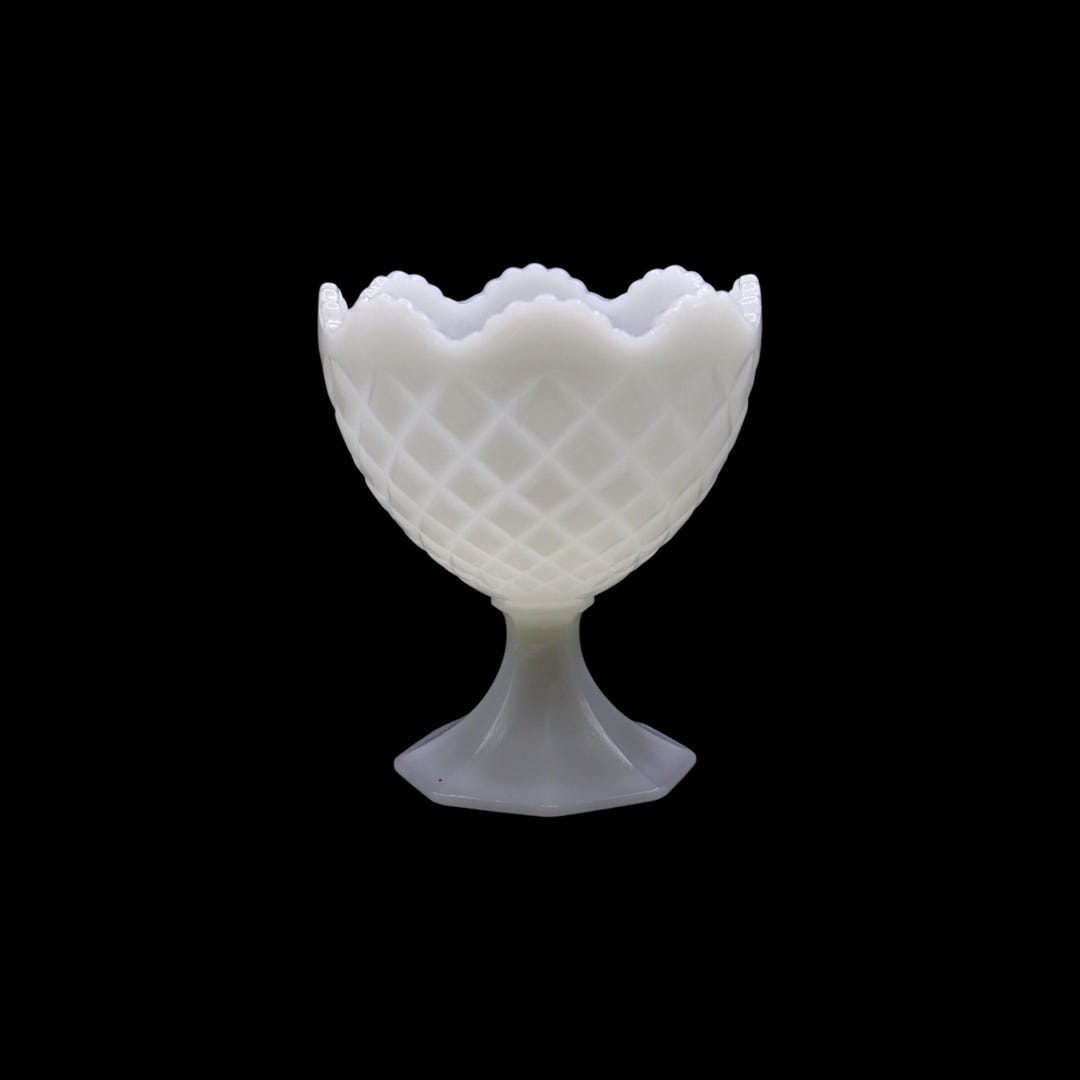 Vintage Napco Milk Glass Diamond Pattern Pedestal Dish 1184 - Etsy