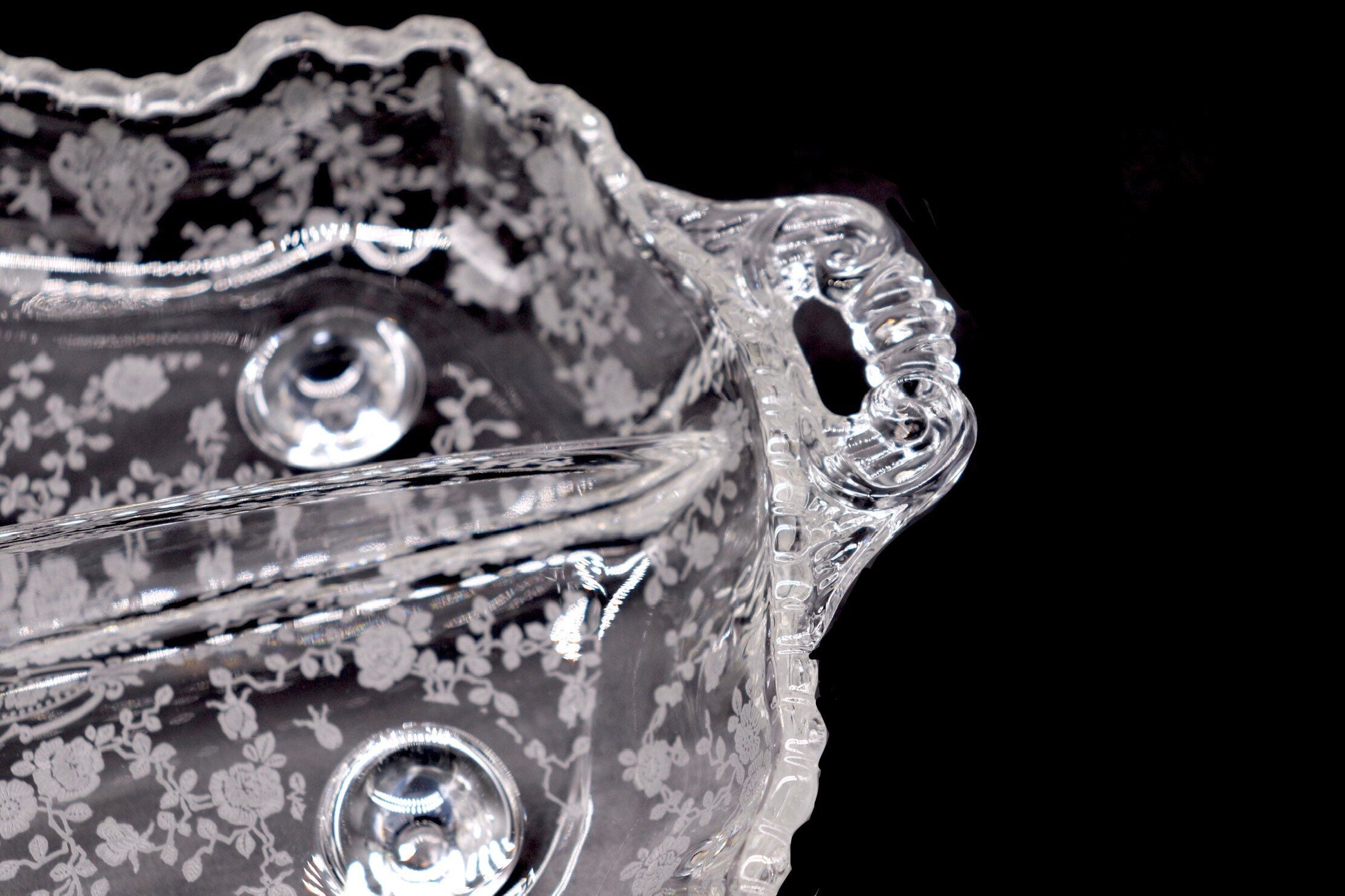 Cambridge Glass Rose Point Pattern 3 Part Relish Tray - Etsy